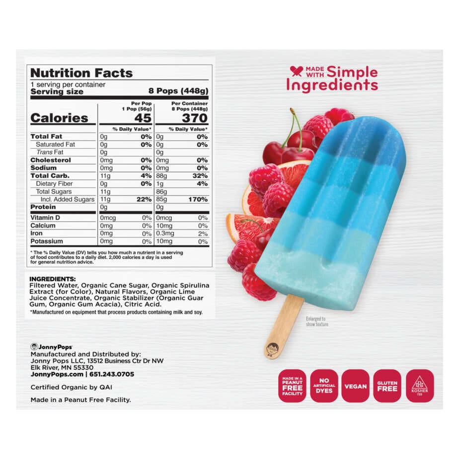 Organic Blue Wave Ice Pops | JonnyPops